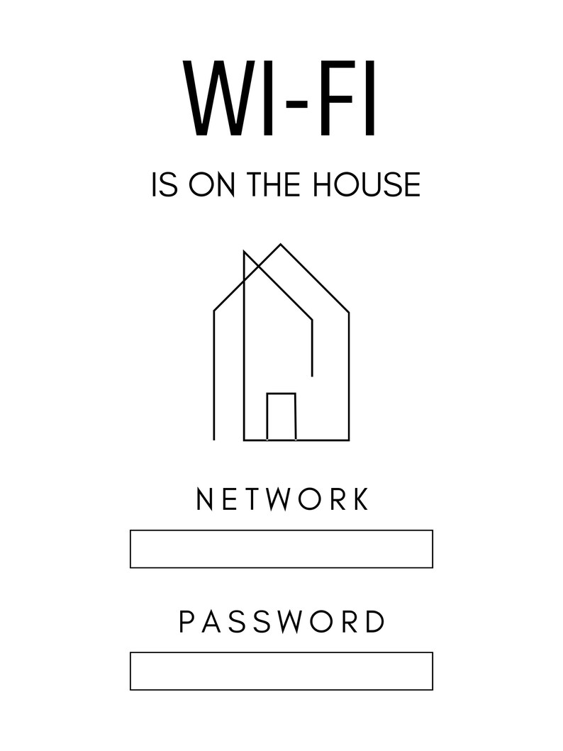 Simple, Modern Wi-fi Password Sign | Printable Template | Customize It ...