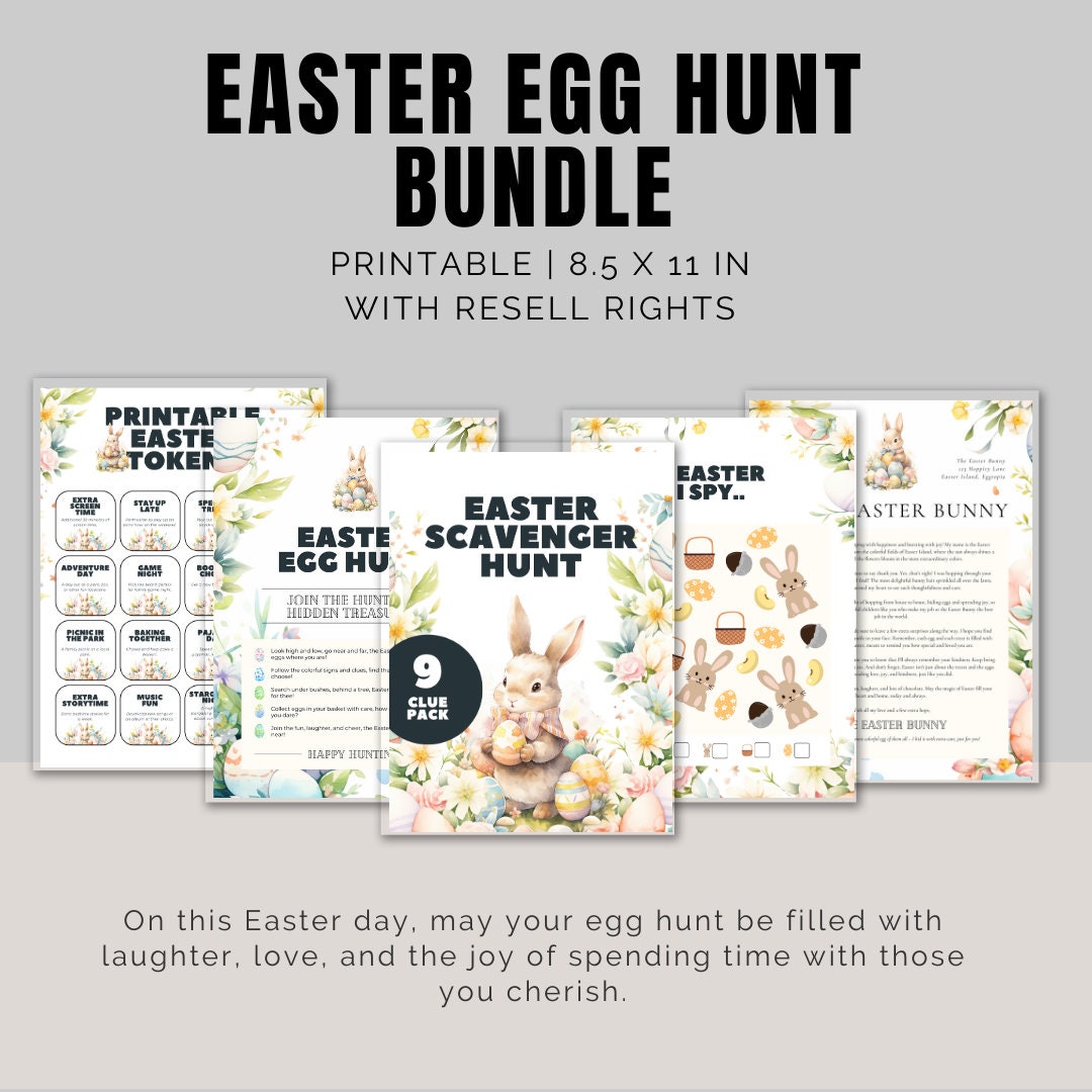 Printable Easter Hunt Kit Templates Bundle Easter Scavenger Hunt Easter ...