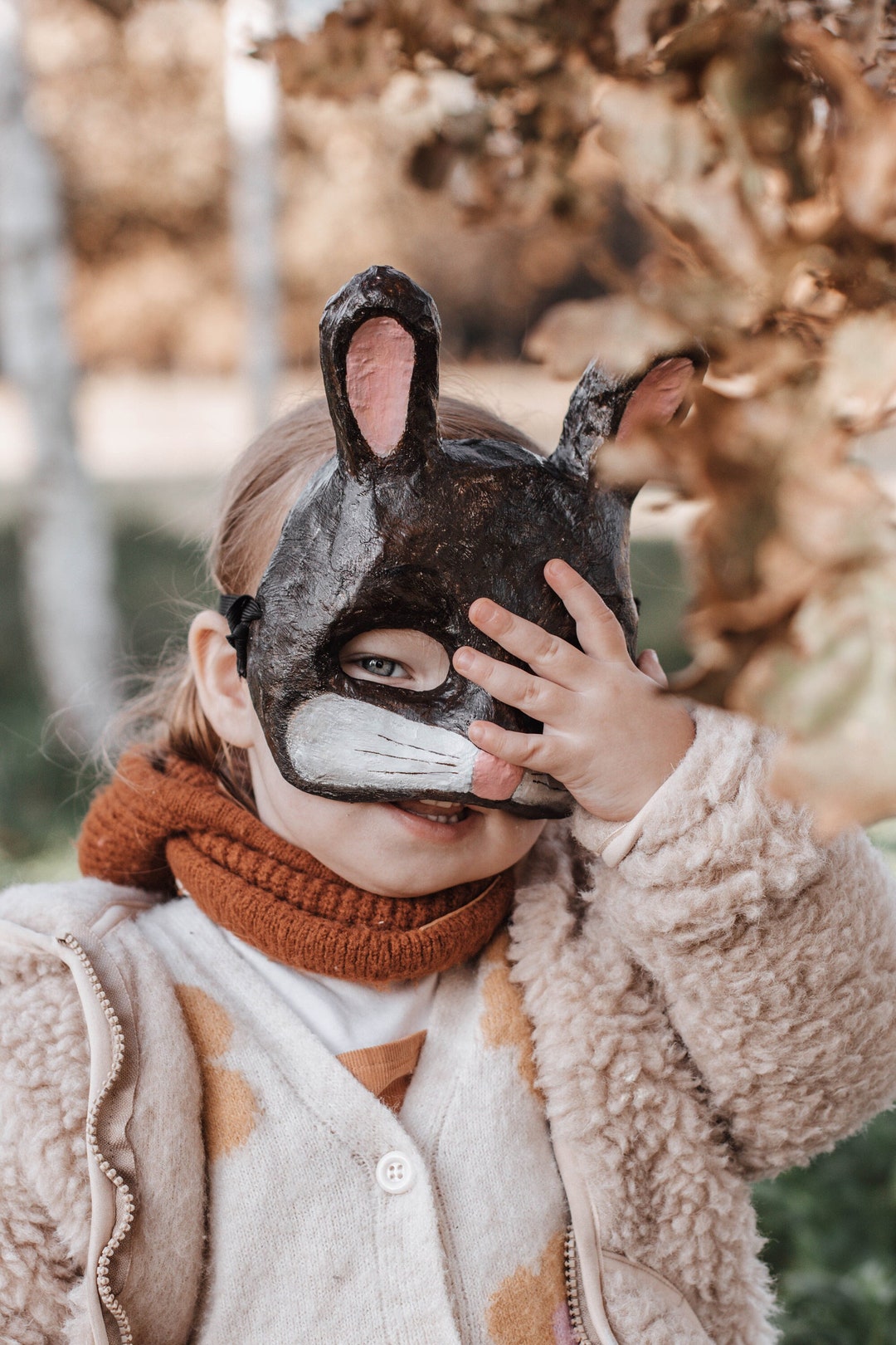 Rabbit Paper Mache Mask, Bunny Mask, Animal Mask, Mask for Children ...