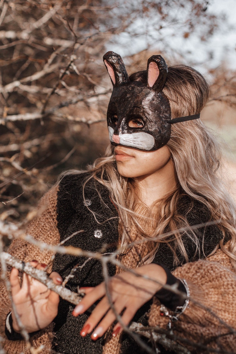 Rabbit Paper Mache Mask, Bunny Mask, Animal Mask, Mask for Children ...