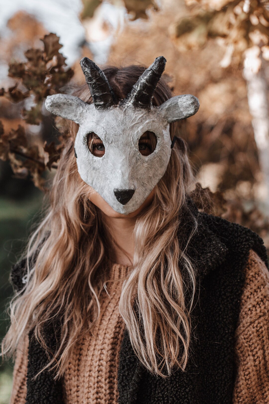 Goat Paper Mache Mask, Goat Face Mask, Party Face Mask, Animal Mask - Etsy