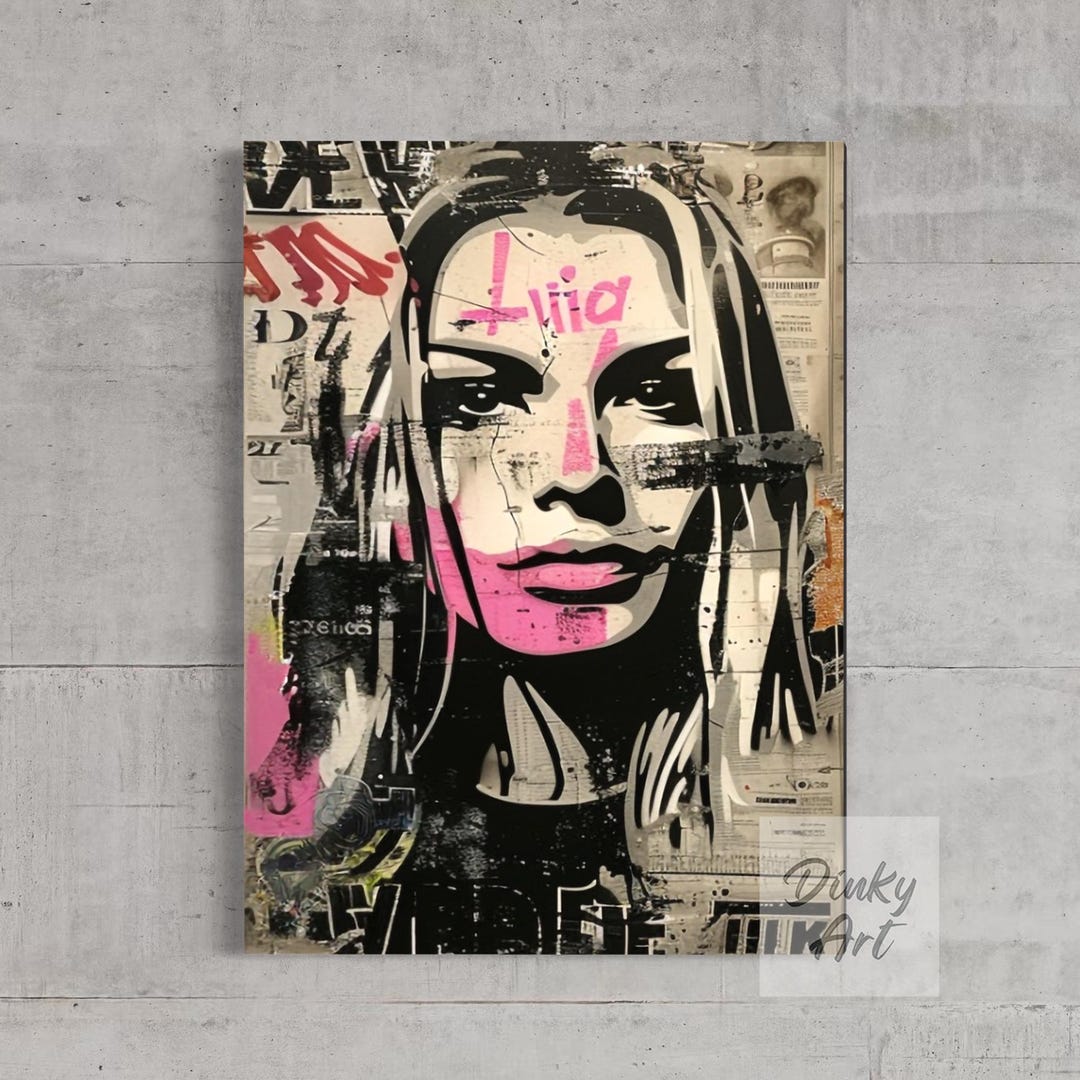 Modern Graffiti Street Art Portrait Wall Art Hand-painted Oil on Canvas ...