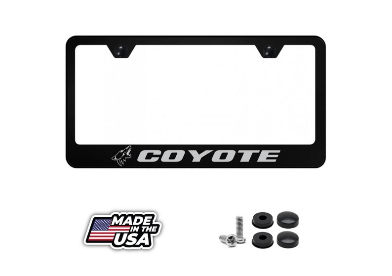 Ford Mustang GT Coyote Laser Etched Black Stainless License Plate Frame ...