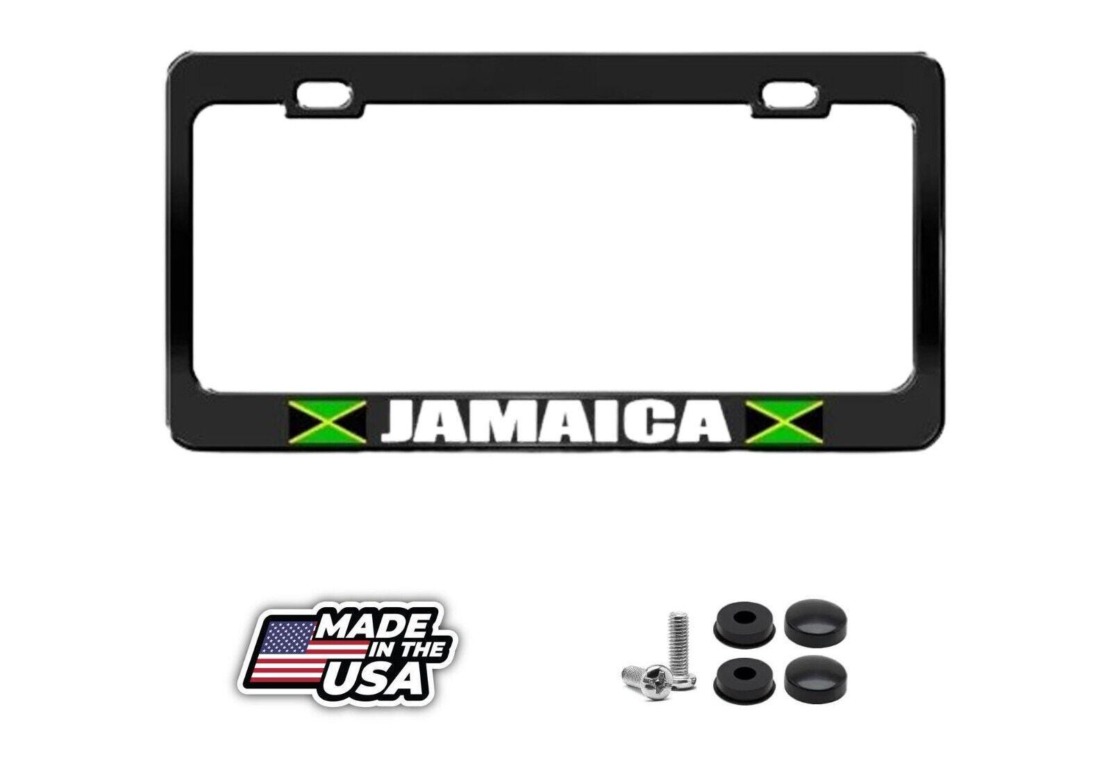 Jamaica Jamaican Flag Black Country Metal License Plate Frame Tag ...