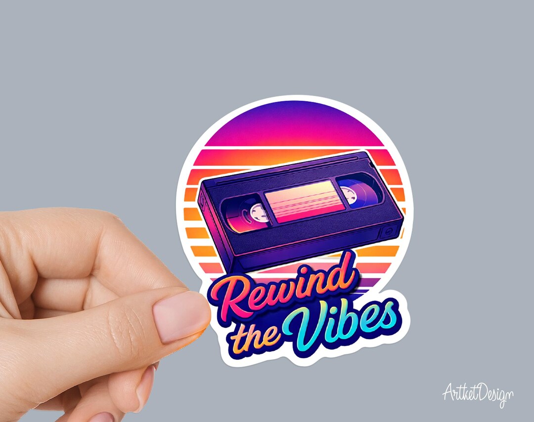 Rewind the Vibes VHS Sticker | Retro 80s Vaporwave Cassette | Synthwave ...