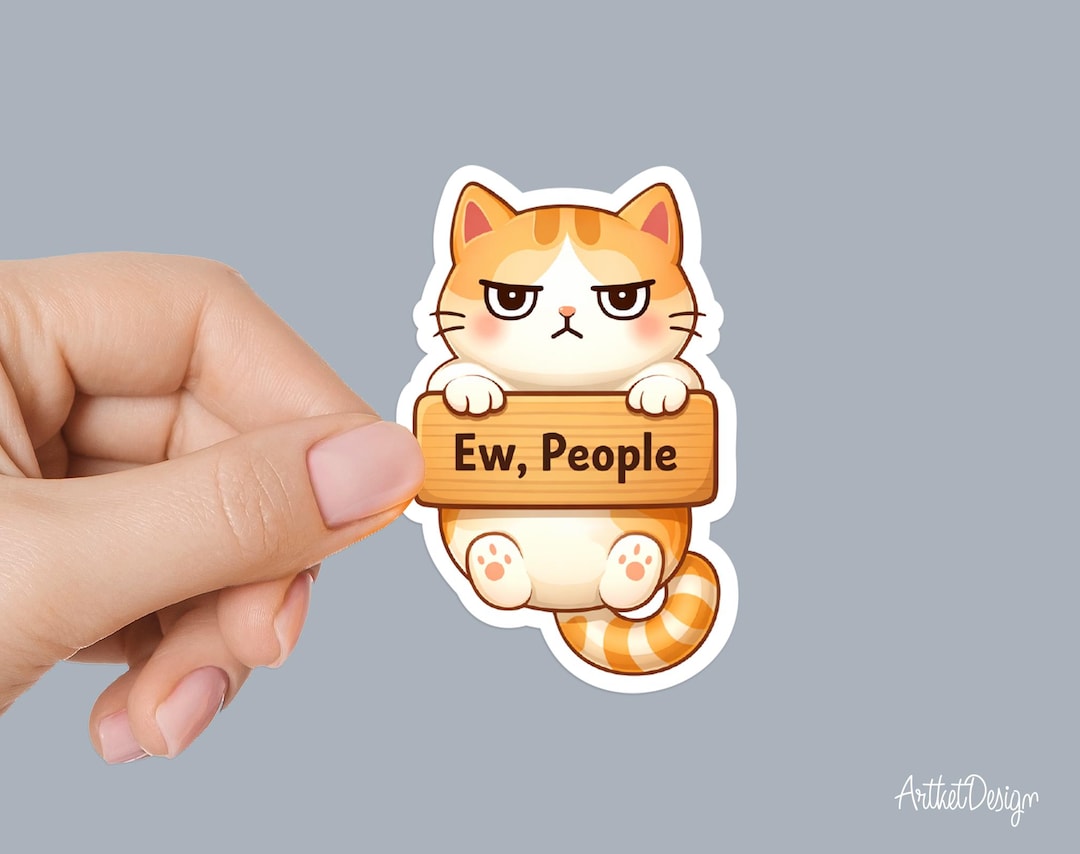 Grumpy Cat “ew People” Sticker • Funny Anti-social Cat Decal • Cute ...