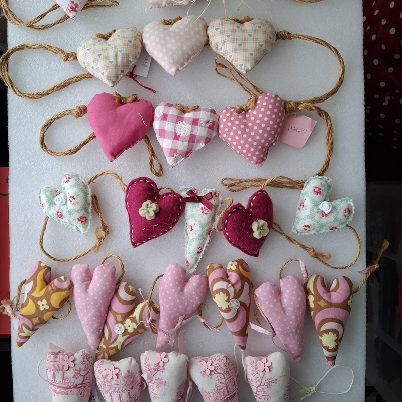 Fabric Hearts on a Rope - Etsy UK