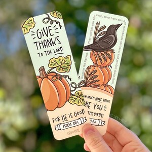 Fall Bible Bookmark Bundle Printable, Christian Quote Psalms 136 Luke ...