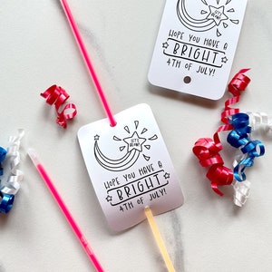 Fourth of July Glow Stick Holder, Printable Light up Necklace Gift Tag ...