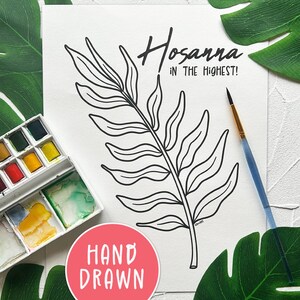 Palm Sunday Coloring Page, Hosanna in the Highest Art Print, Christian ...