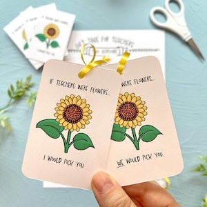 Printable Teacher Appreciation Gift Tags, Sunflower Thank You Card, End ...
