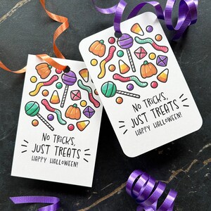 No Tricks Just Treats Tag, Printable Halloween Gift Tags, Assorted ...