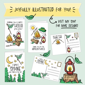 Printable Camp Thank You Card, Hand Drawn Counselor Postcard, Volunteer ...