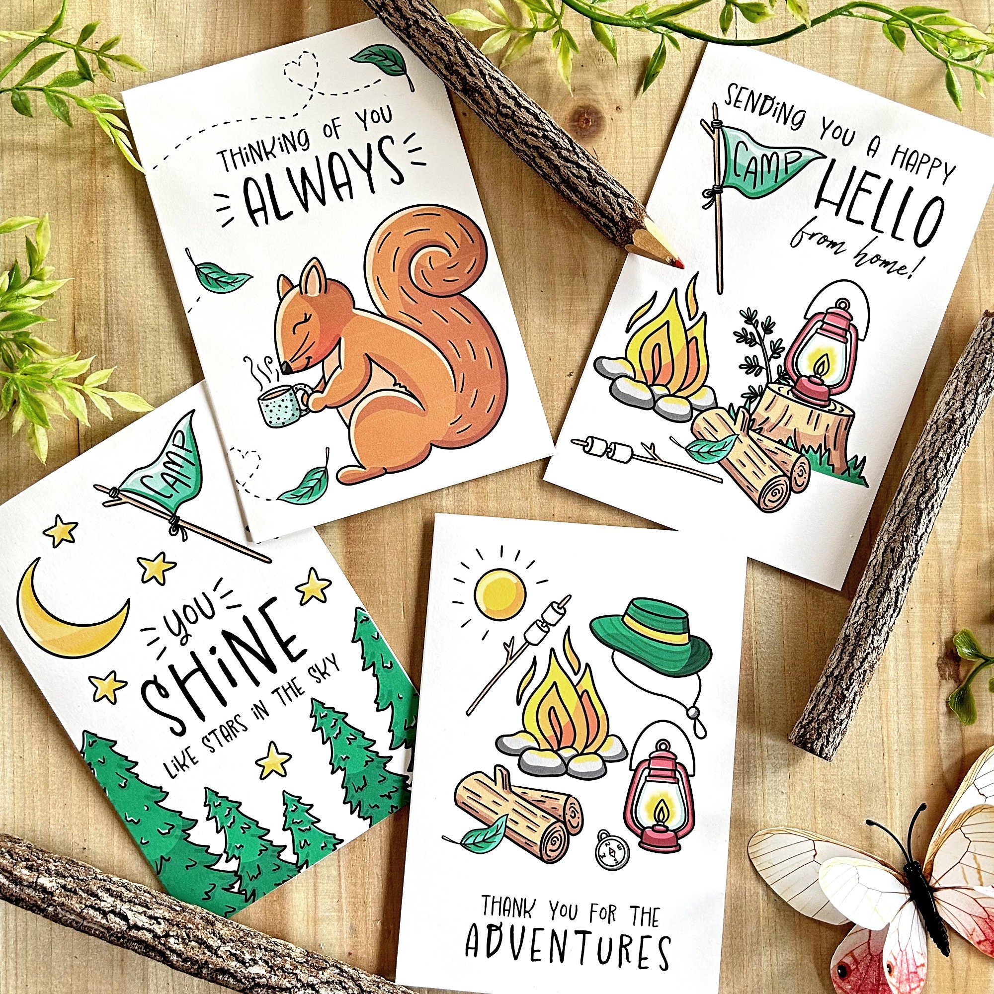 Camp Card Bundle Set Printable, Letters to Kids at Camp, Hello From ...