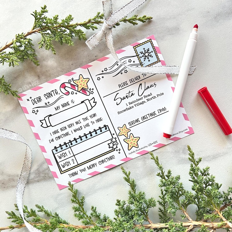 Letter to Santa Postcard Printable, Christmas Activity for Kids, Fill ...