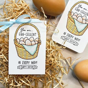 You Are Egg-cellent Gift Tag, Cute Happy Easter Printable Card, Hand ...