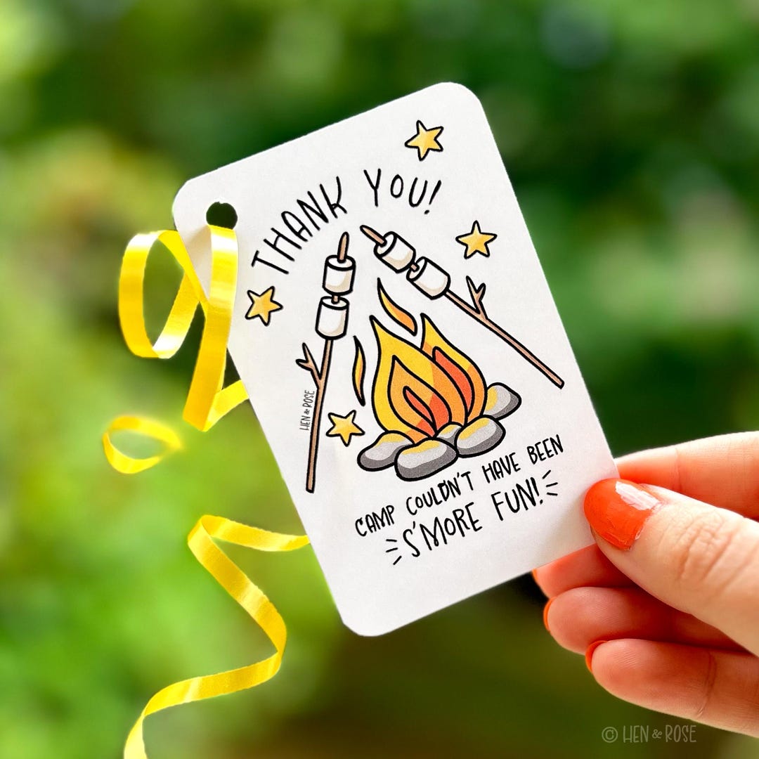 Campfire Thank You Printable Gift Tag, Camp Couldn't Have Been Smore ...