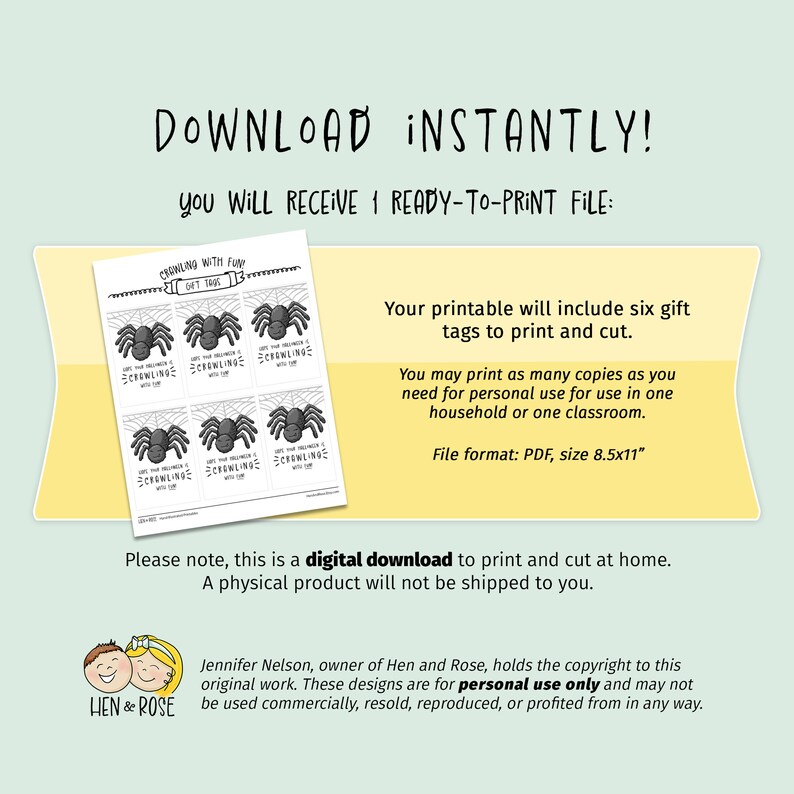 Printable Spider Halloween Tag, Crawling With Fun Trick or Treat Gift ...