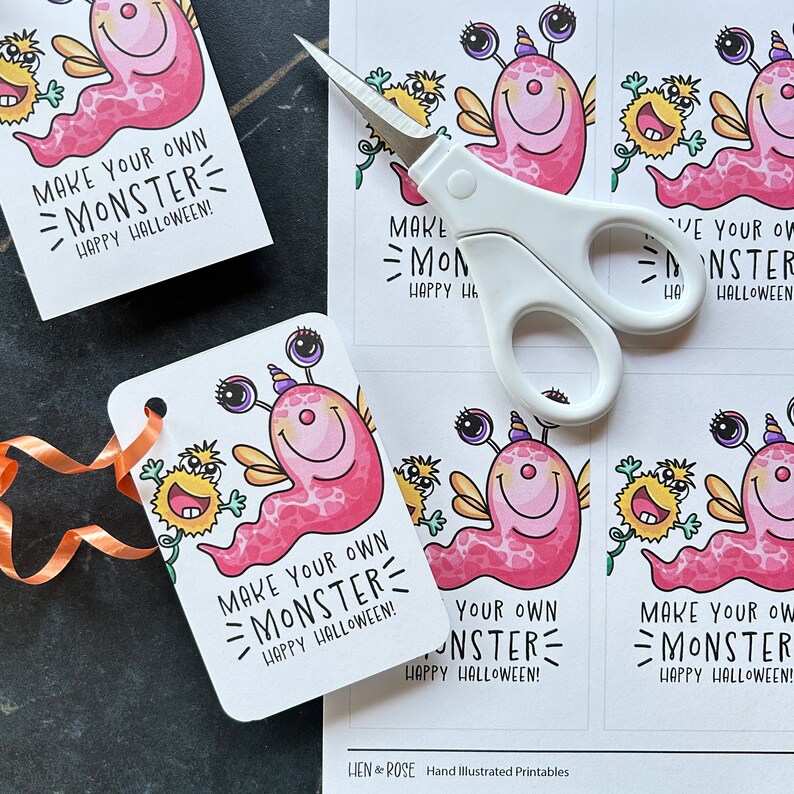 Make Your Own Monster Tag, Printable Non-candy Halloween Gift Idea ...