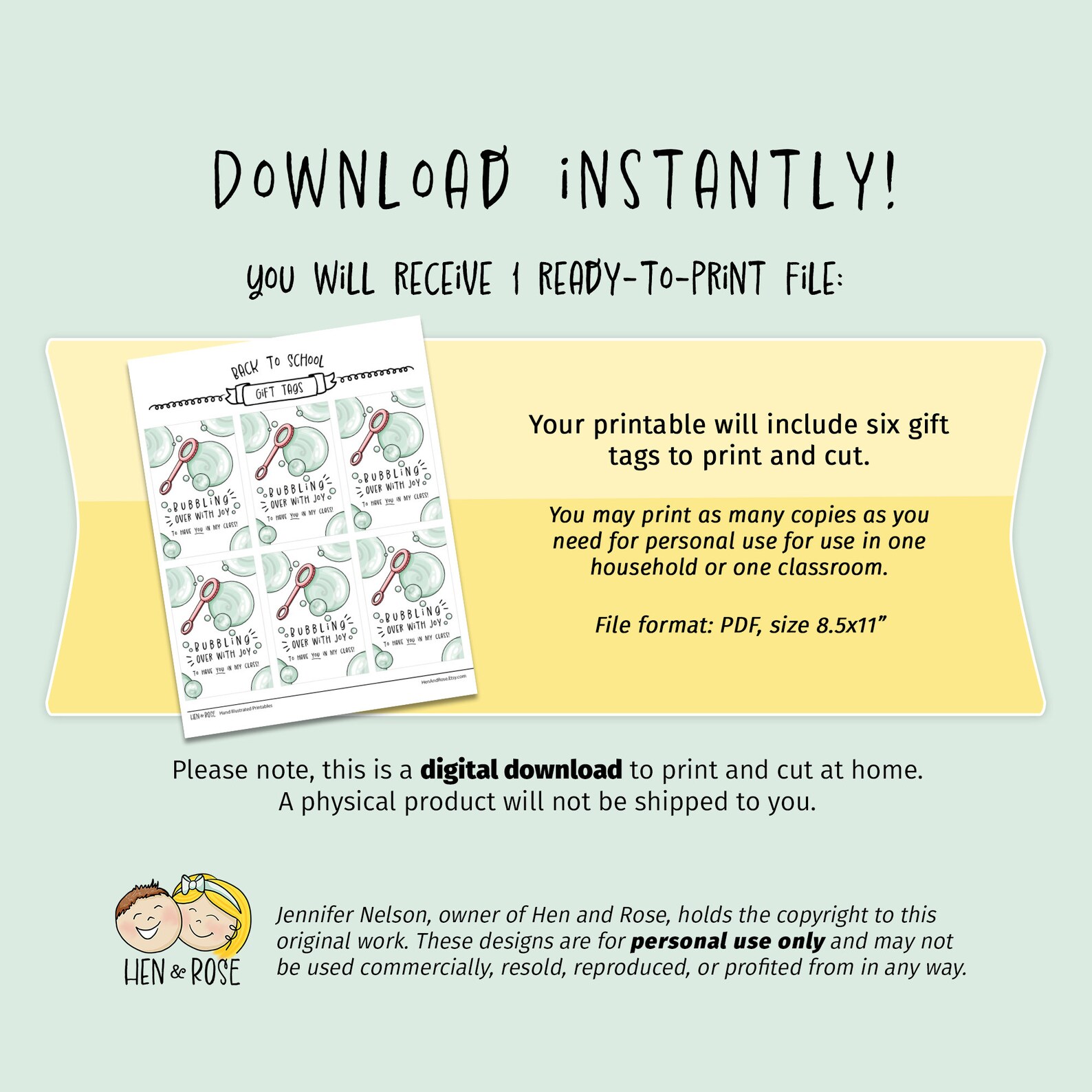 Printable Bubble Gift Tags, Back to School Orientation, First Day of ...