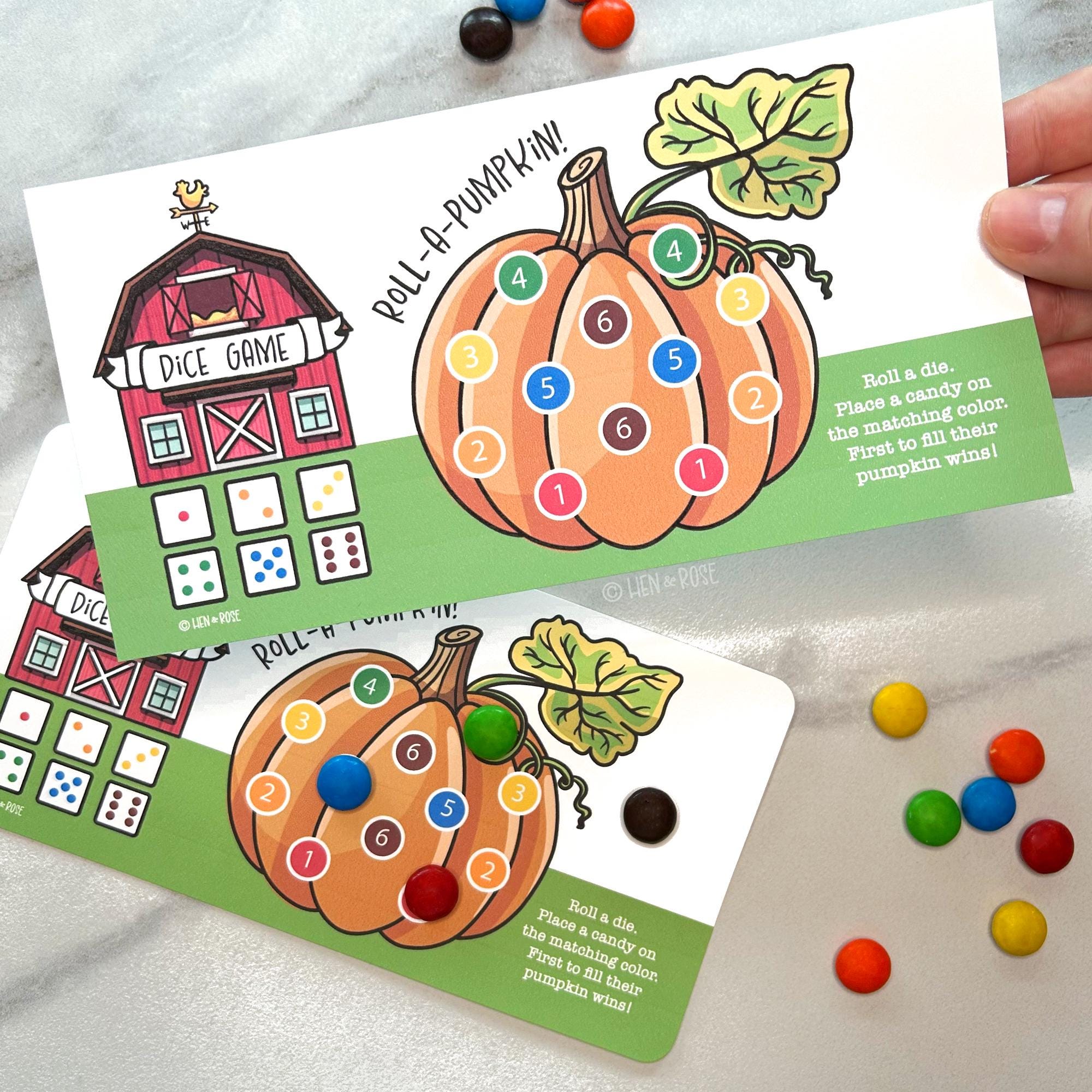Roll A Pumpkin Dice Game Printable, Kid Thanksgiving Table Party Game ...