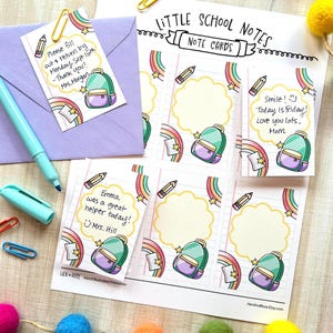 Printable School Note Cards, Note To/from the Teacher, Affirmations ...