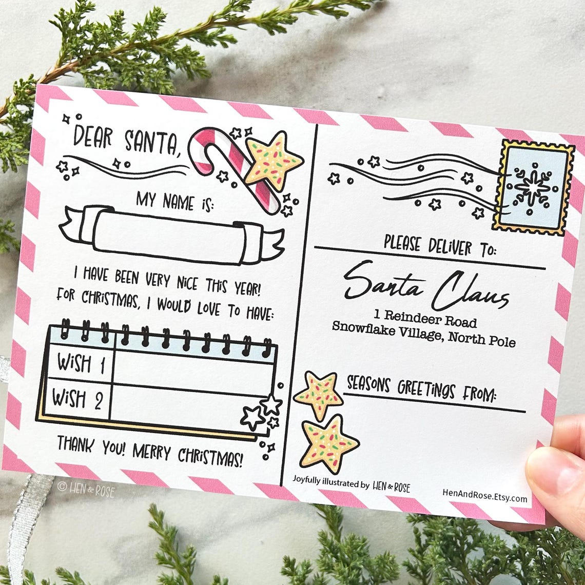 Letter to Santa Postcard Printable, Christmas Activity for Kids, Fill ...
