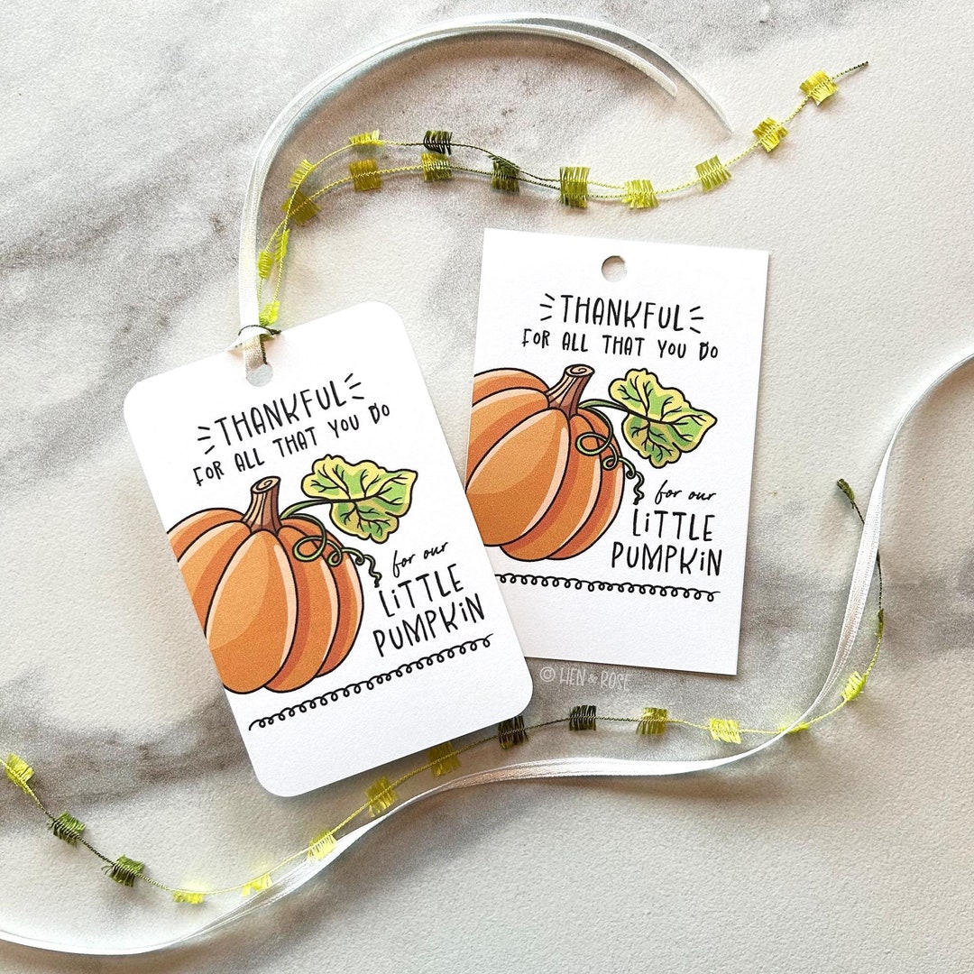 Printable Little Pumpkin Thank You Tag, Thanksgiving Fall Card for ...