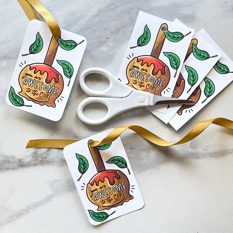 Printable Caramel Apple Gift Tag, Awesome to the Core Card ...