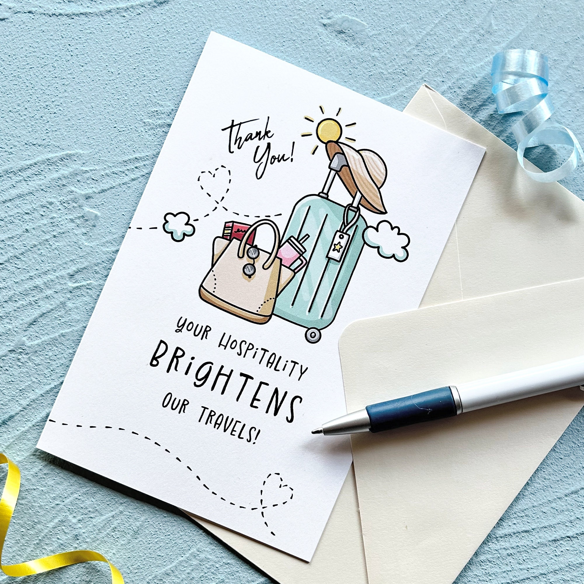 Printable Hospitality Thank You Card, Hotel Staff Flight Crew Care ...