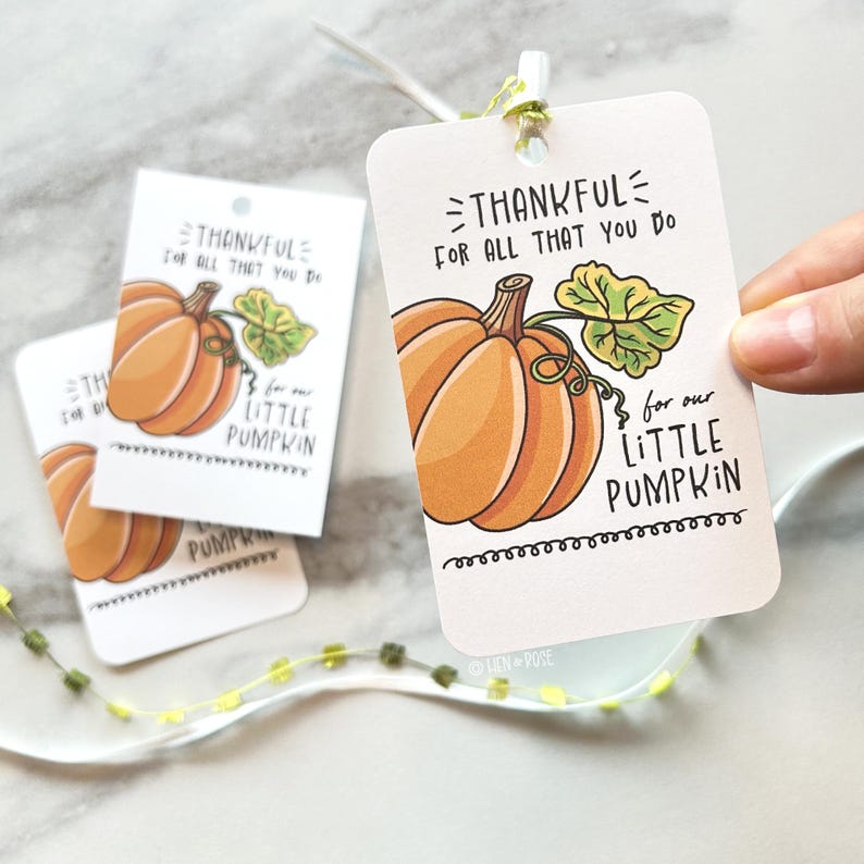 Printable Little Pumpkin Thank You Tag, Thanksgiving Fall Card for ...