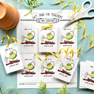 Printable Teacher Appreciation Gift Tags, Thank You for Helping Me Grow ...
