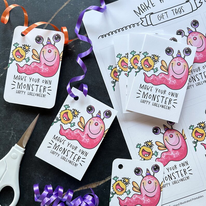 Make Your Own Monster Tag, Printable Non-candy Halloween Gift Idea ...