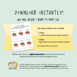 Printable Teacher Appreciation Gift Tags, Strawberry Picked A Better ...