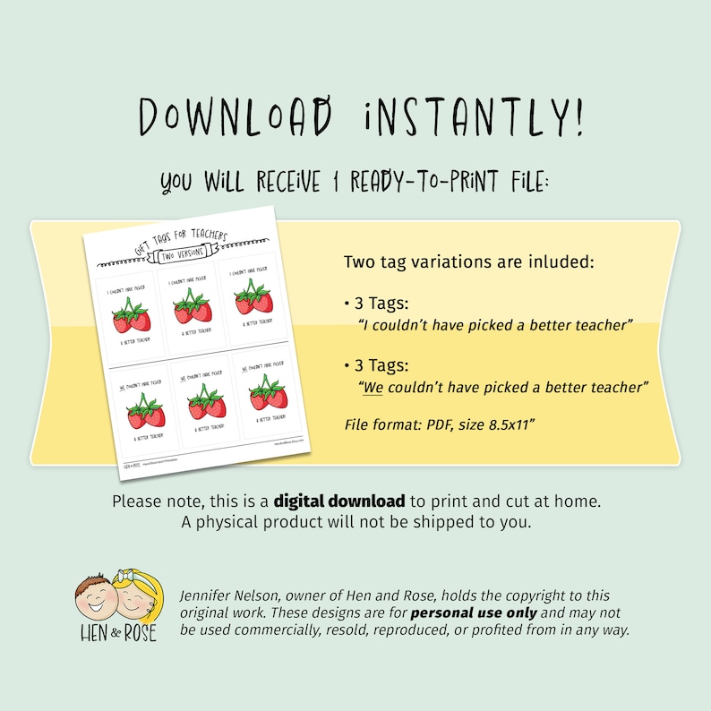 Printable Teacher Appreciation Gift Tags, Strawberry Picked A Better ...