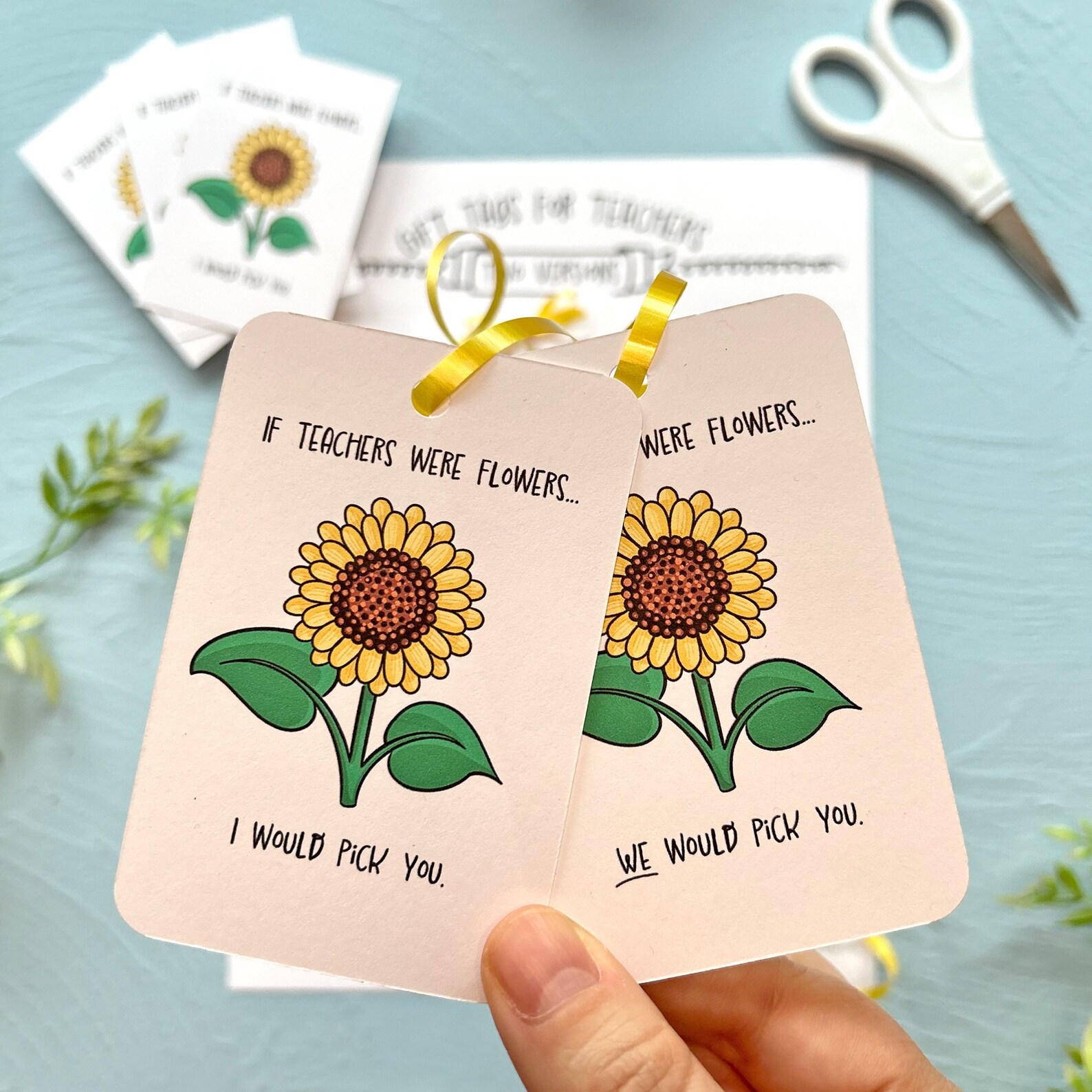 Printable Teacher Appreciation Gift Tags, Sunflower Thank You Card, End ...
