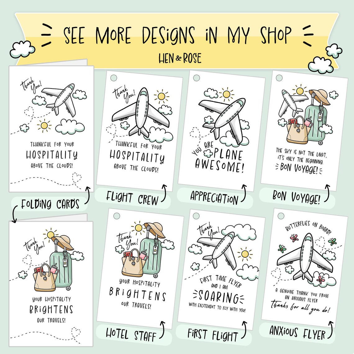 Flight Crew Thank You Card Printable, Flight Attendant Care Package ...
