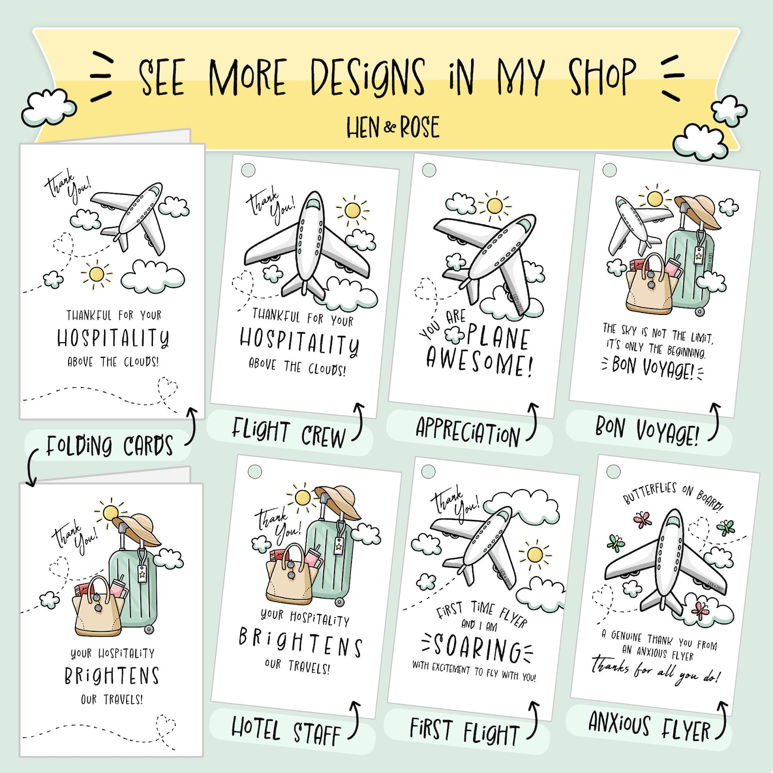 Flight Crew Thank You Card Printable, Flight Attendant Care Package ...