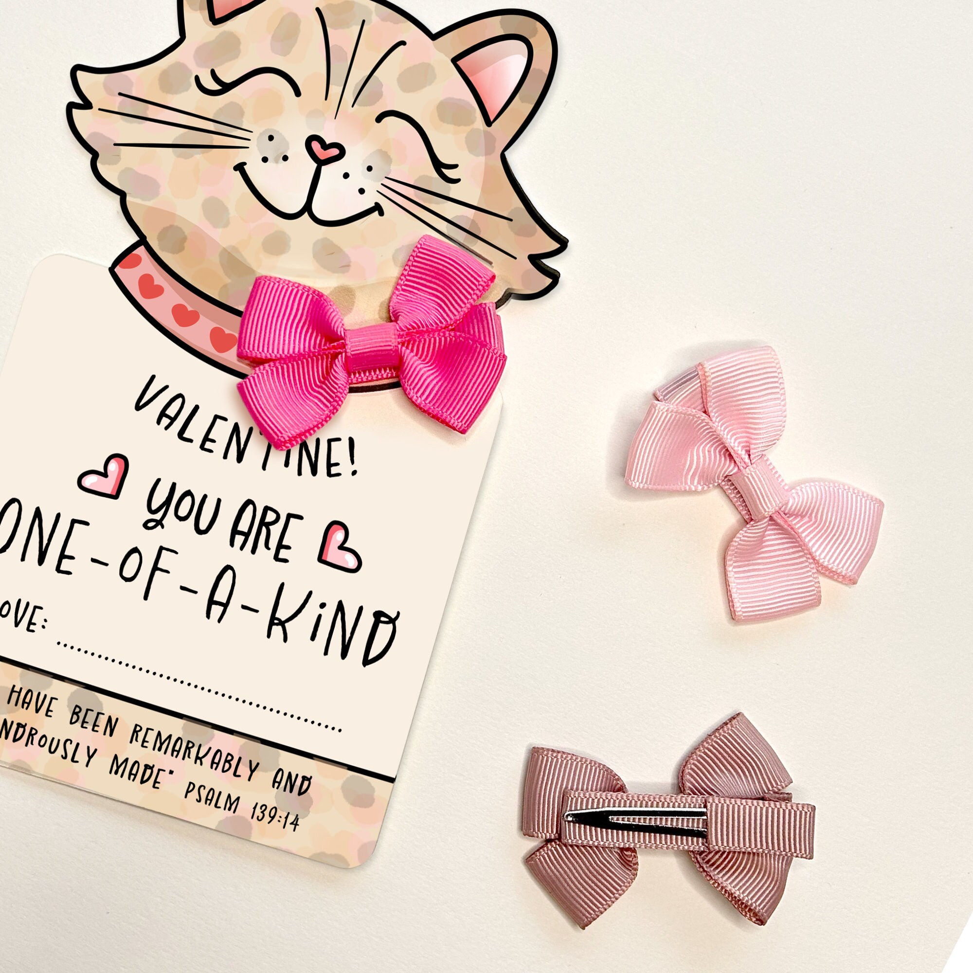 Tabby Cat Scrunchie Valentine Card for Kids, Christian Bible Verse ...