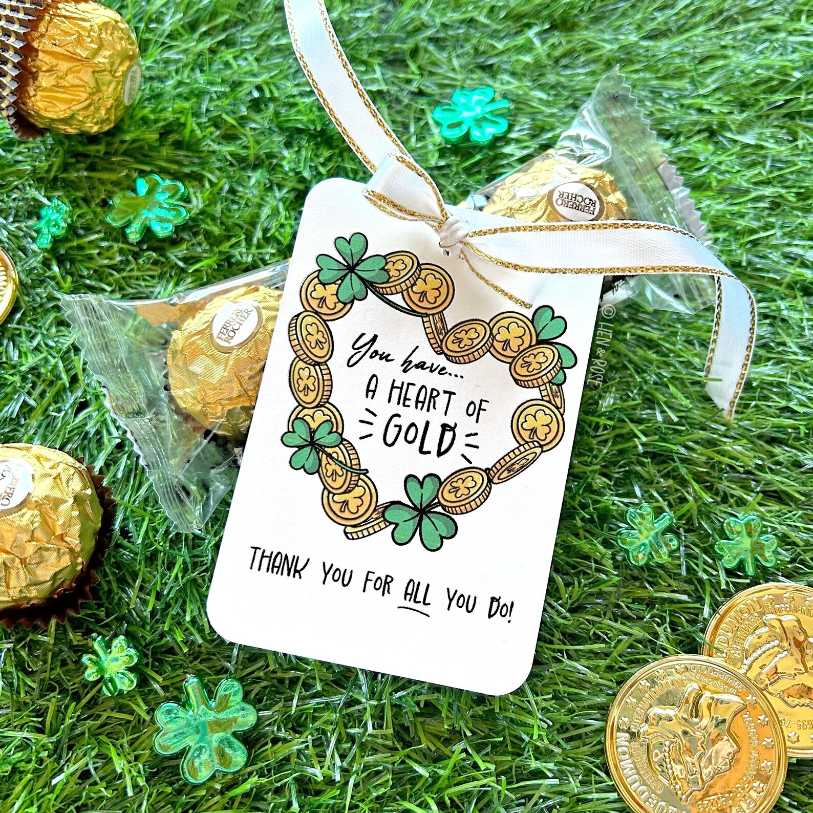 Cute St. Patricks Day Card Printable, Heart of Gold Gift Tag, Teacher ...