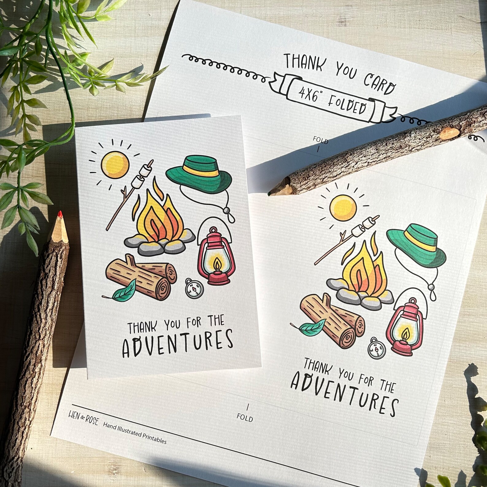 Camp Thank You Card Printable, Father's Day Dad Birthday, Camp ...