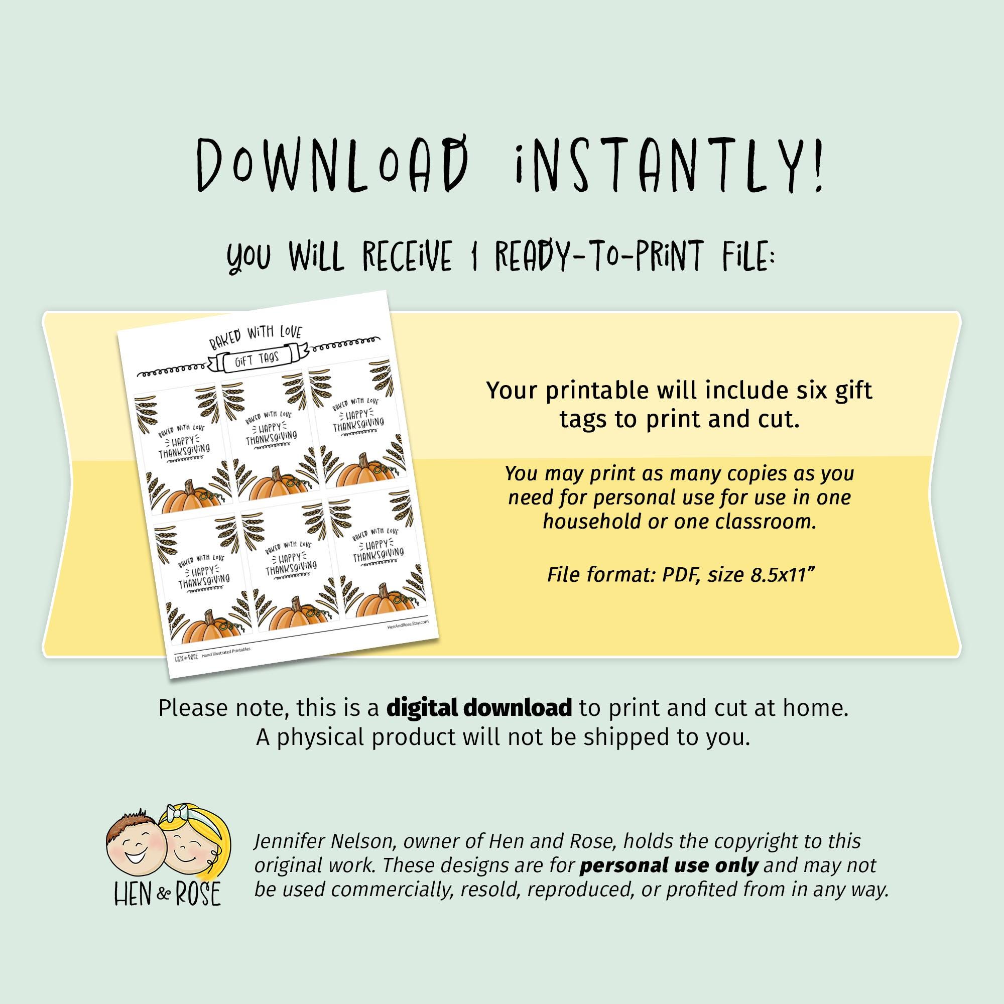 Printable Baked With Love Thanksgiving Tag, Homemade From the Kitchen ...