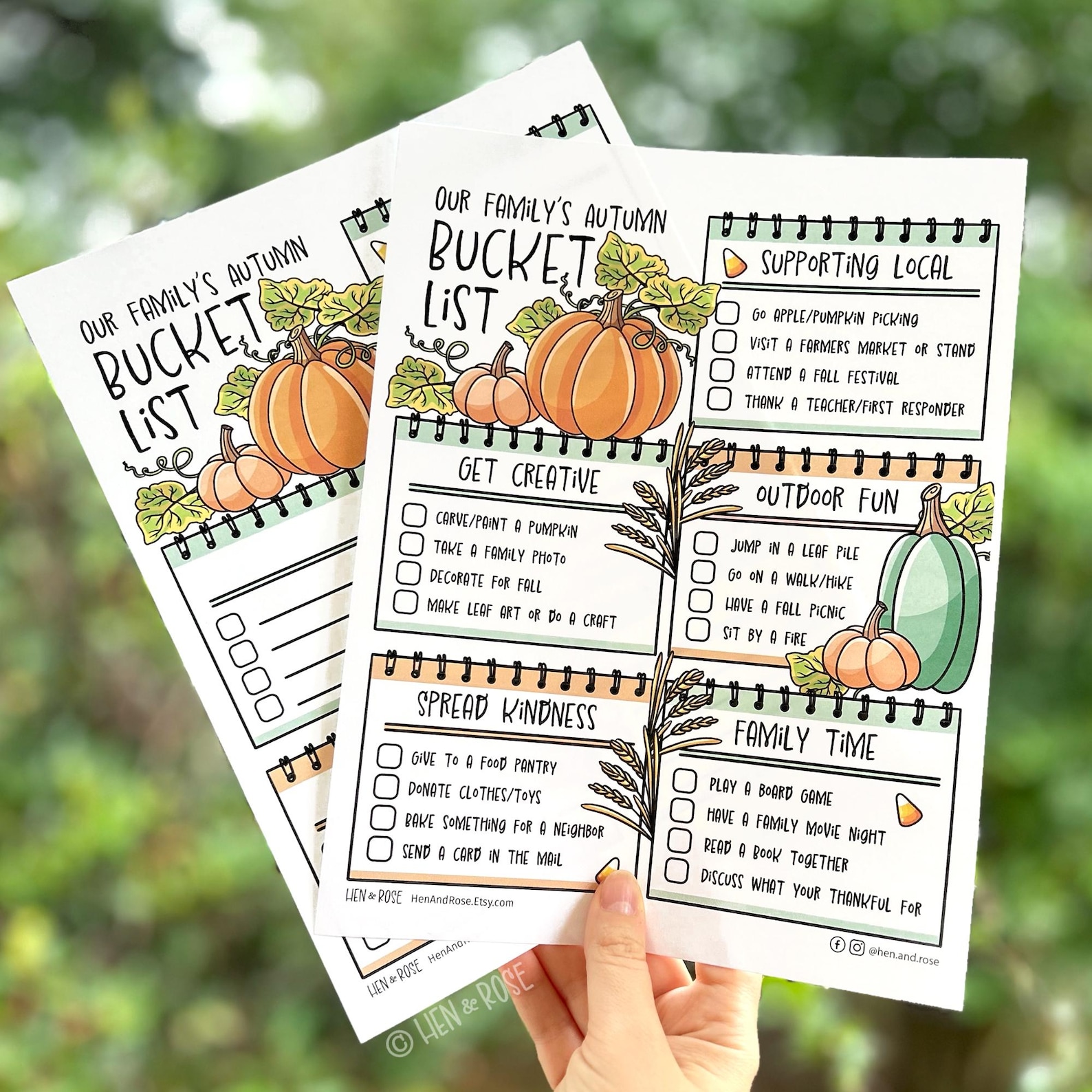 Autumn Bucket List Printable Set, Kids Fall Checklist, Family Fun ...