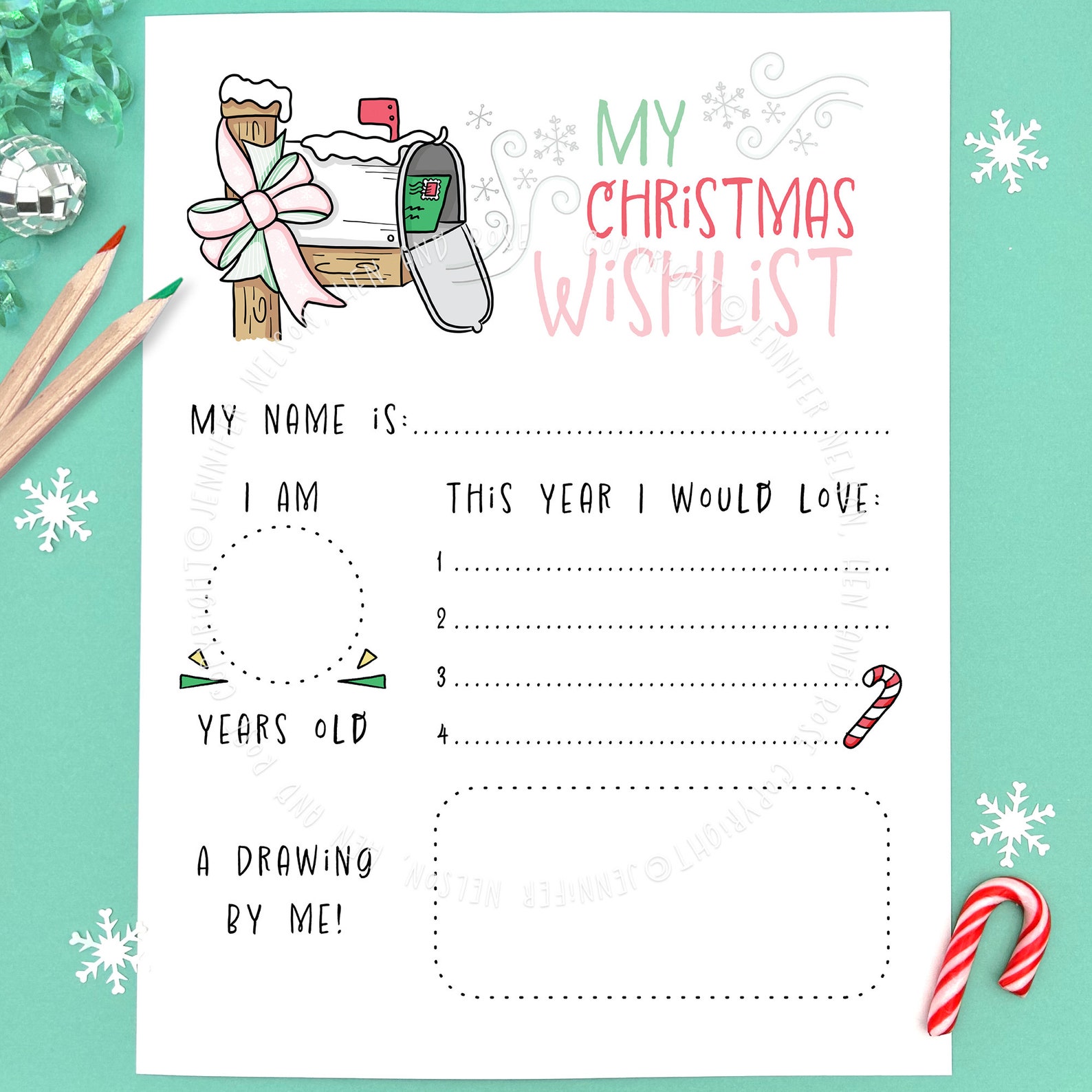 Christmas Wish List Printable Letter to Santa Coloring - Etsy