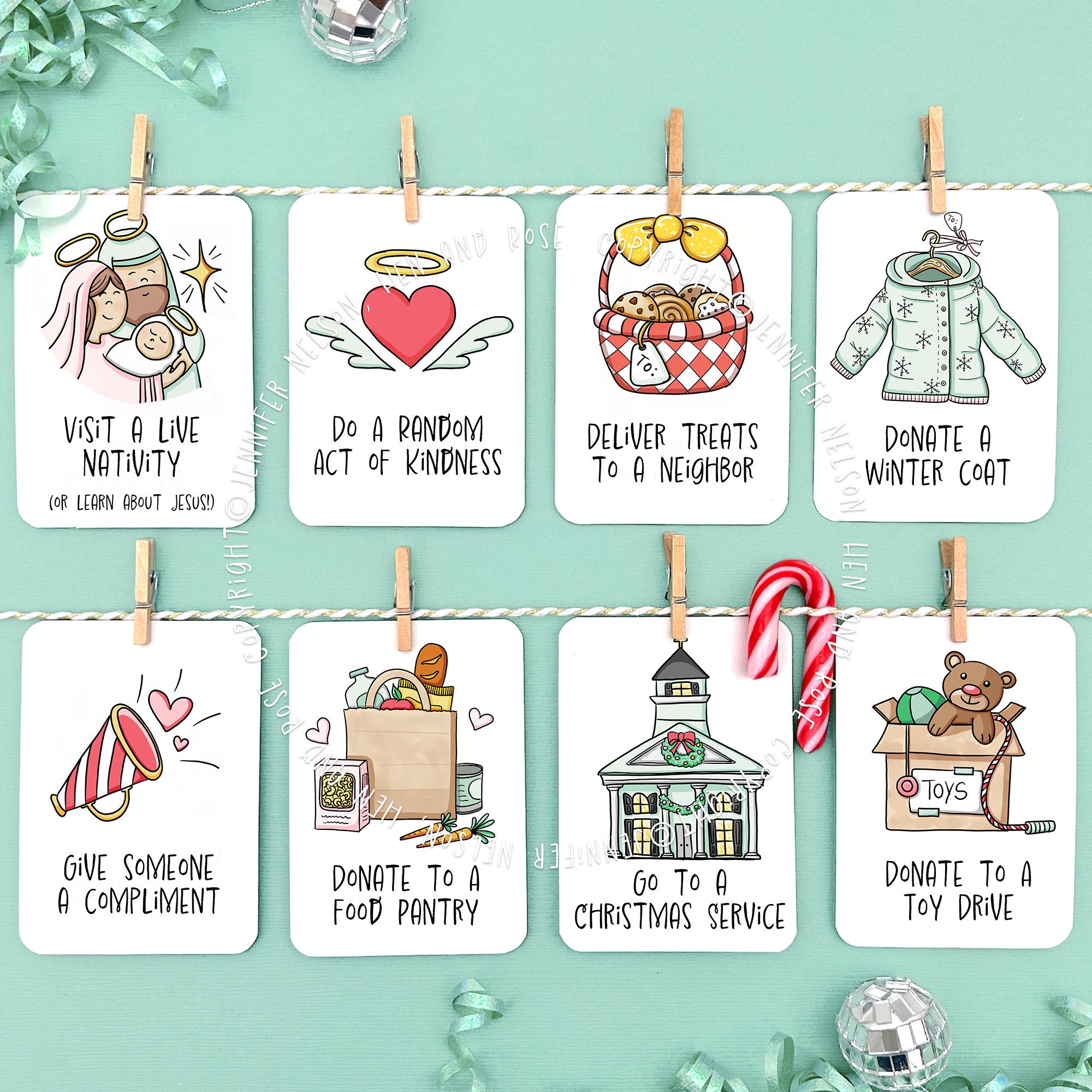 56 Advent Activity Cards, Hand Drawn Digital Download, Christian Family ...