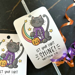Bible Verse Glow Stick Tags, Let Your Light Shine Printable, Cute Cat ...