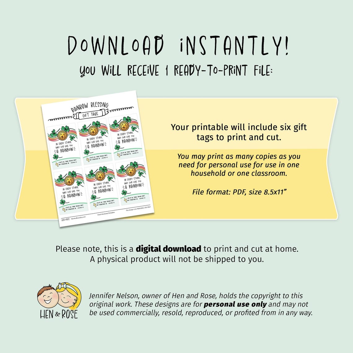 Christian St. Patricks Day Blessing Gift Tag Printable, in Every Storm ...
