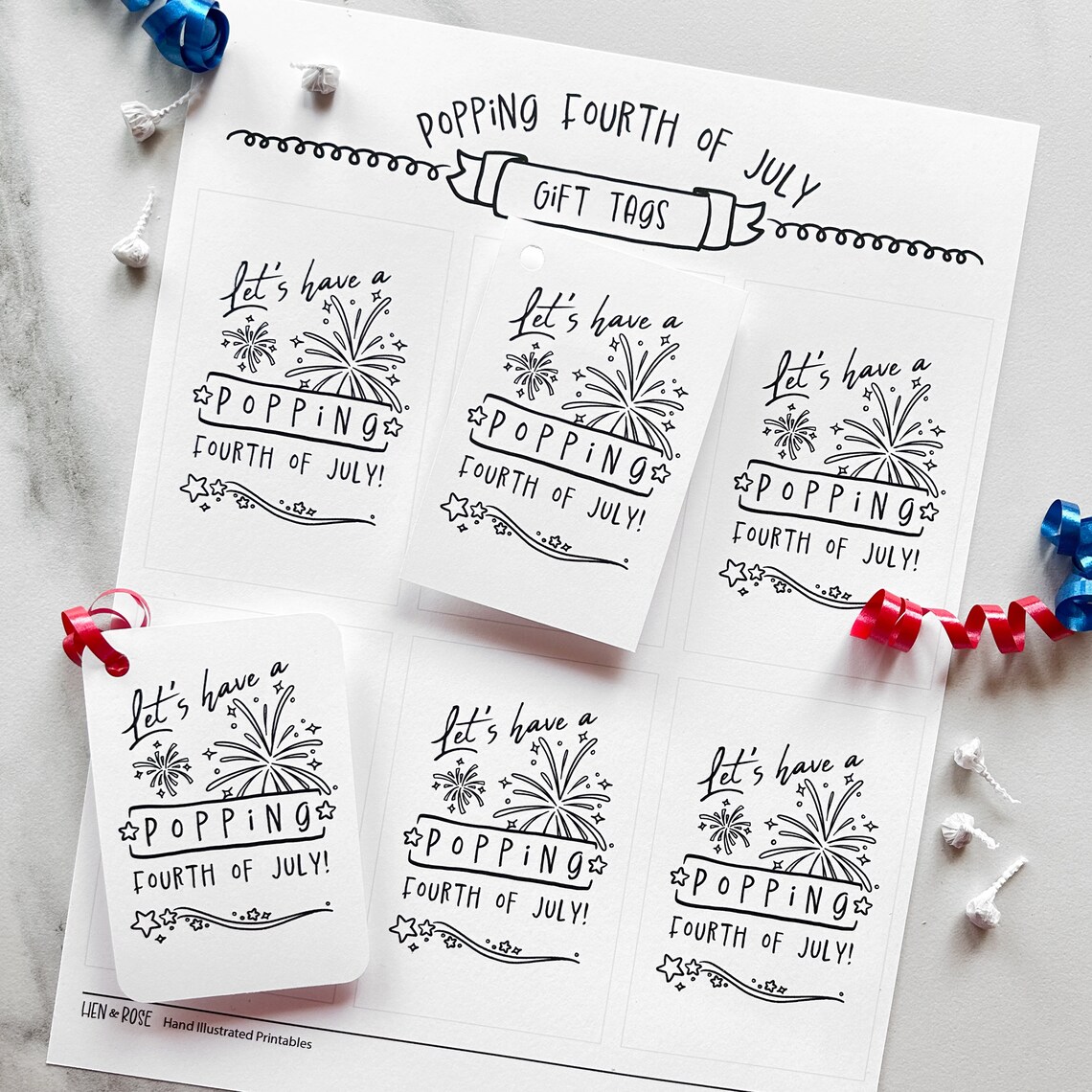Printable Fourth of July Gift Tags, Poppers Pop Snappers Label ...