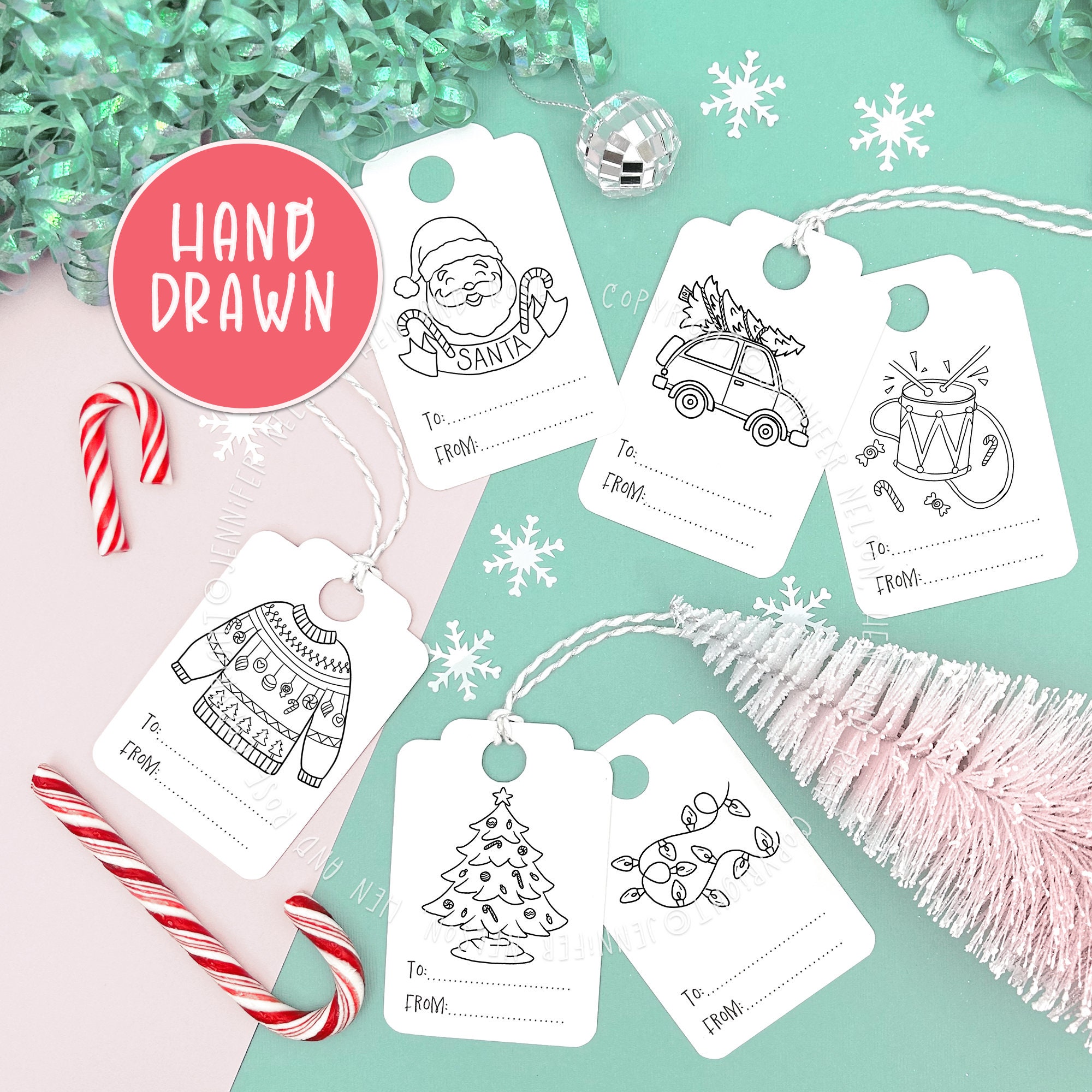 Coloring Christmas Gift Tags Santa Holiday Season Instant - Etsy