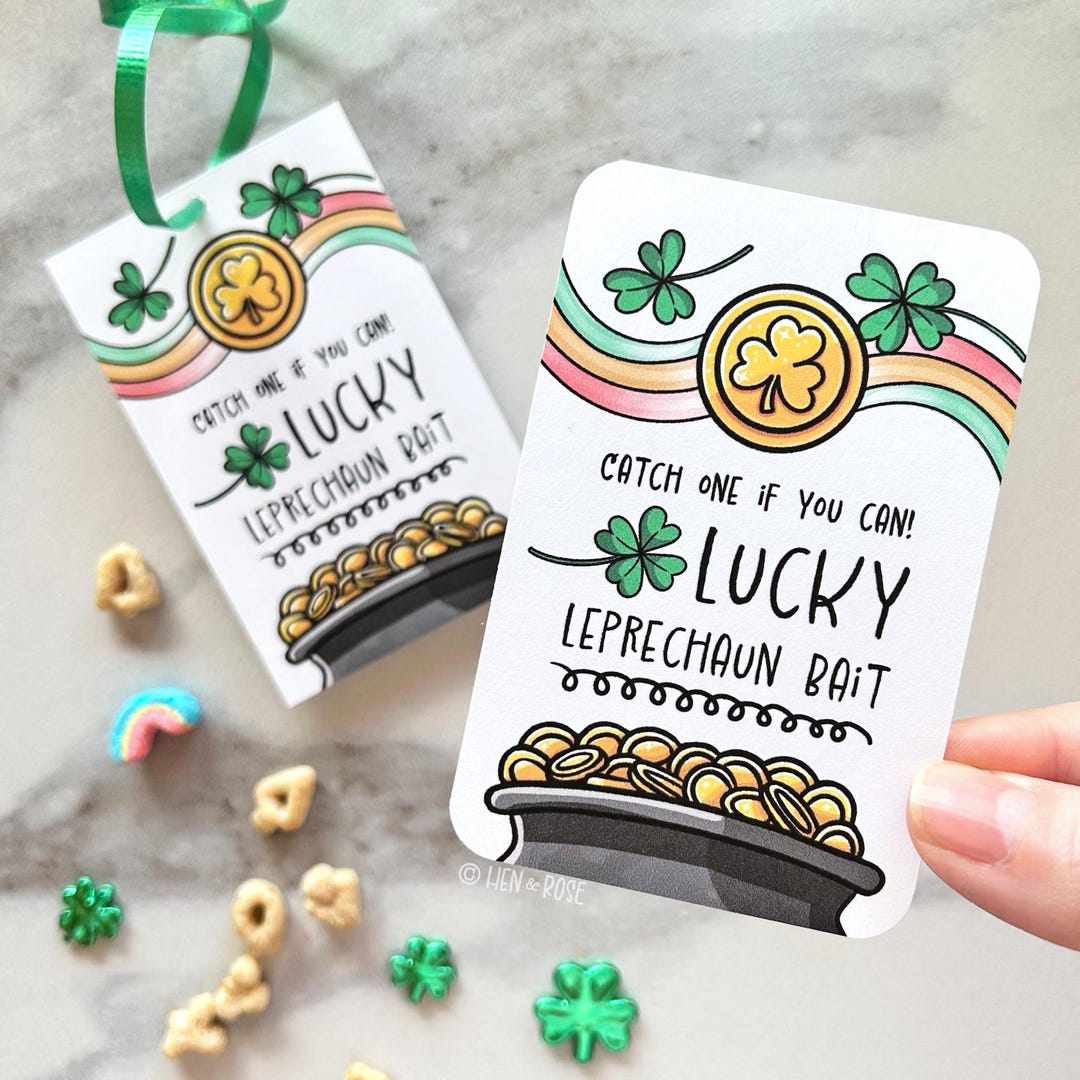Cute Leprechaun Bait Gift Tag Printable, St. Patricks Day Card for Kids ...